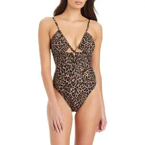Sanctuary Leopard Print Keyhole One-piece Swimsuit - French Roast