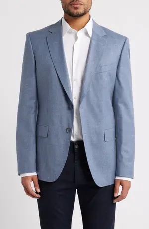 BOSS Trim Fit Wool Mélange Sport Coat - Open Blue