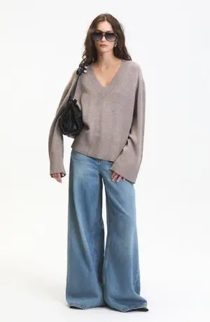 Deluc Asclepias V-neck Sweater - Melange Mink