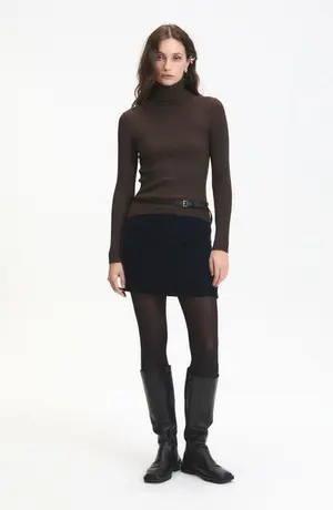 Deluc Mylo Ribbed Turtleneck Sweater - Chocolate Brown