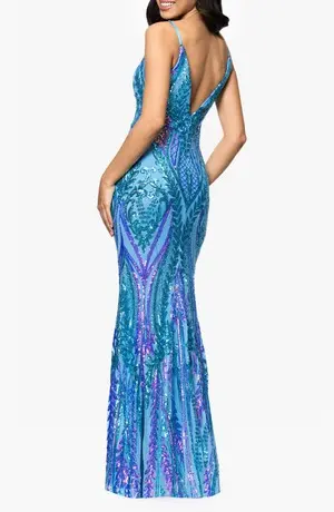 BLONDIE NITES Sequin Sleeveless Mermaid Gown