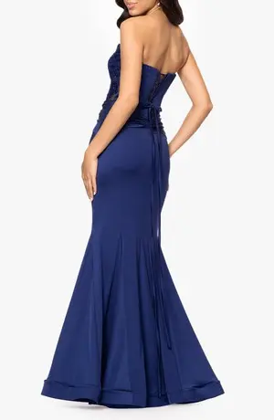 BLONDIE NITES Sequin Strapless Trumpet Gown