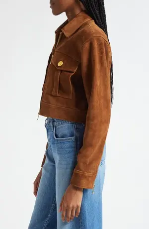 L'Agence Micah Suede Crop Jacket