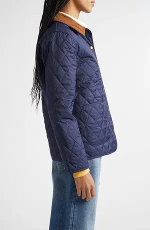 SPORTY & RICH Logo Crest Quilted Nylon Jacket