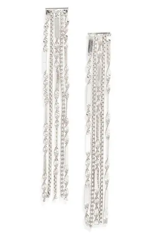 OPEN EDIT Fringe Dangle Earrings Silver