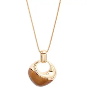 OPEN EDIT Pendant Necklace - Brown- Gold