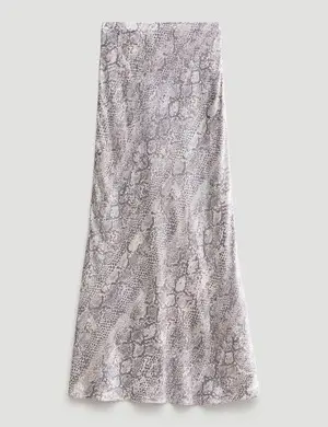 HUSH Simone Slinky Midi Skirt - Natural Snake Grey