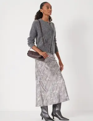 HUSH Simone Slinky Midi Skirt - Natural Snake Grey