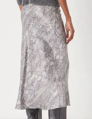 HUSH Simone Slinky Midi Skirt - Natural Snake Grey