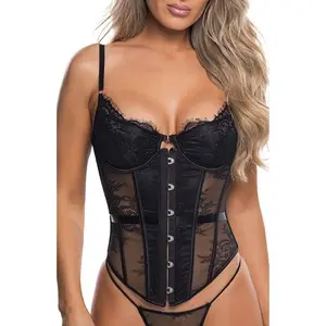 ROMA CONFIDENTIAL Essentials Satin Trim Lace Bustier - Black