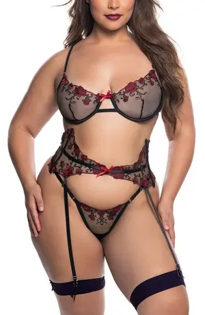 ROMA CONFIDENTIAL Blossom Beauty Underwire Bra - Black/red