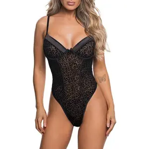 ROMA CONFIDENTIAL Sheer Mesh Teddy With Underwire - Black