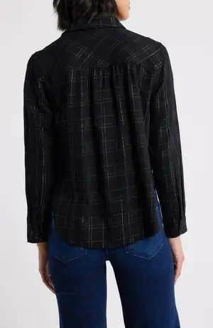 CLOTH & STONE Metallic Check Button-up Shirt