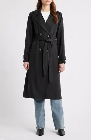 CLOTH & STONE Lyocell Trench Coat - Black