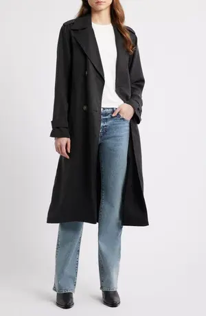 CLOTH & STONE Lyocell Trench Coat - Black