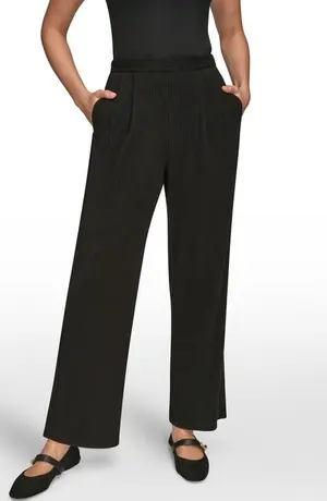 Donna Karan New York High-waist Wide-leg Sweater Pants - Black
