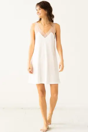 SALUA Riviera Illusion Mesh Nightie White
