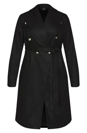 City Chic Callie Belted Coat - Black