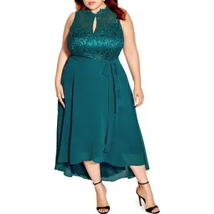 City Chic Lace Sleeveless High-low Dress - Teal