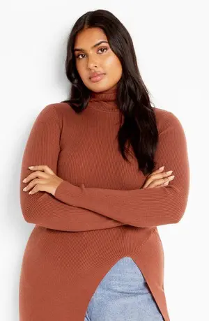City Chic Longline Turtleneck Sweater