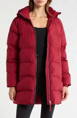 Beyond Yoga Long Puffer Coat With Hood