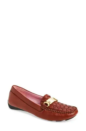 Robert Zur Driving Loafer With Gold Bar Detail - Luggage