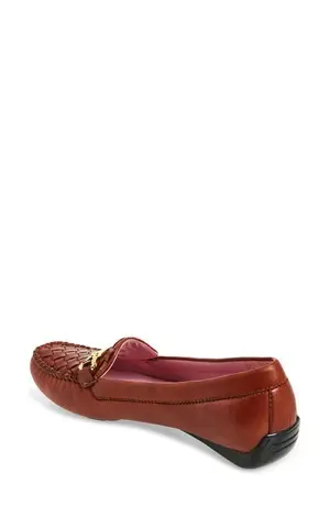 Robert Zur Driving Loafer With Gold Bar Detail - Luggage