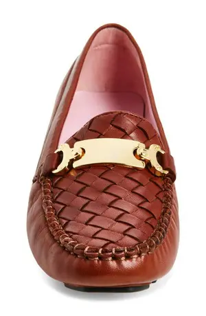Robert Zur Driving Loafer With Gold Bar Detail - Luggage