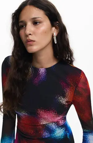 Desigual Long Sleeve Mesh Top