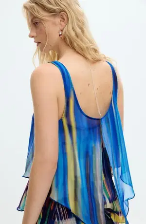 Desigual Printed Sleeveless Chiffon Top