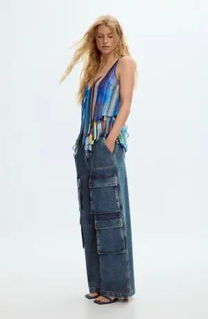 Desigual Printed Sleeveless Chiffon Top