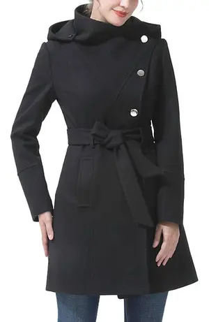 KIMI + KAI Wool Blend Hooded Trench Coat