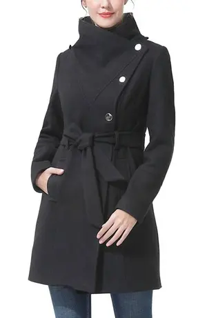 KIMI + KAI Wool Blend Hooded Trench Coat