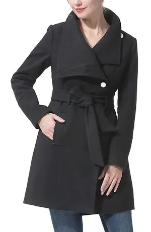 KIMI + KAI Wool Blend Hooded Trench Coat