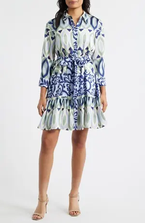 Julia Jordan Mixed Print Mini Shirt Dress