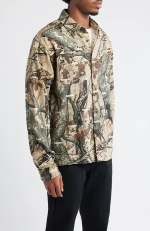 PLEASURES Sensation Hunting Uflage Hunting Button-up Shirt
