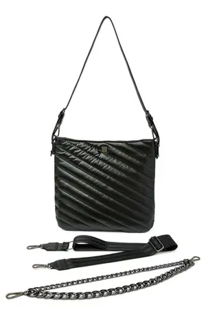 THINK ROYLN Vip Quilted Suede Shoulder Bag - Black Tuscana