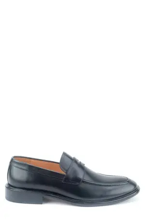 WARFIELD & GRAND Savoy Apron Toe Penny Loafer - Black