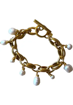 SCCOLLECTION Bari Freshwater Pearl Bracelet - Gold