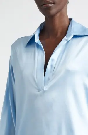 TOM FORD Stretch Silk Satin Polo - Frost