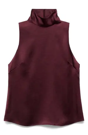 Mango Sleeveless Satin Top - Dark Red