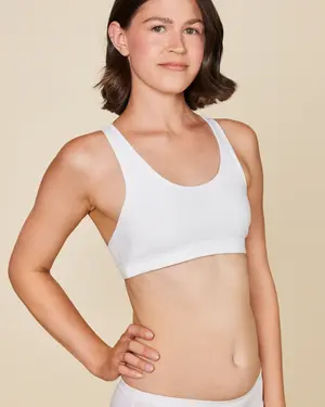 MEADOW Glide Cotton Racerback Bralette - White
