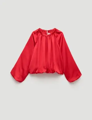 HUSH Satin Bubble Hem Blouse