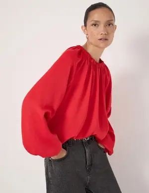 HUSH Satin Bubble Hem Blouse