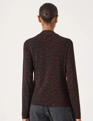 HUSH Printed Long Sleeve Top - Natural Leopard Brown