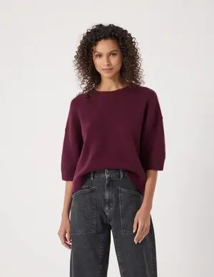 HUSH Chunky Cashmere Sweater - Burgundy Purple