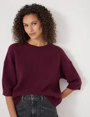 HUSH Chunky Cashmere Sweater - Burgundy Purple