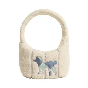 LOST PATTERN Pan Pan Half Moon Shearling Bag - White