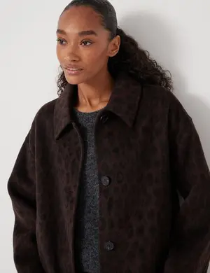 HUSH Edie Leopard Print Double-faced Wool Coat