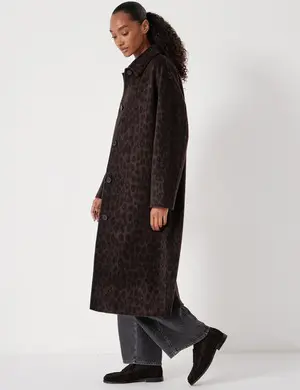 HUSH Edie Leopard Print Double-faced Wool Coat